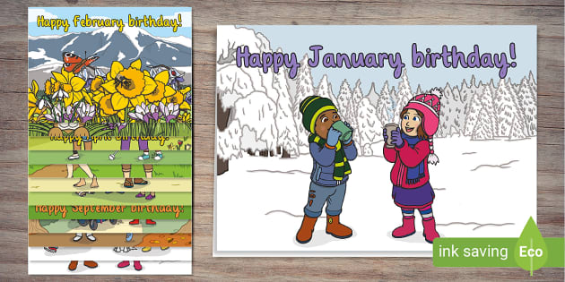 Cute Monthly Birthday Cards | Twinkl Party (teacher made)