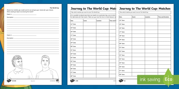 KS2 The World Cup Matches Differentiated Worksheets