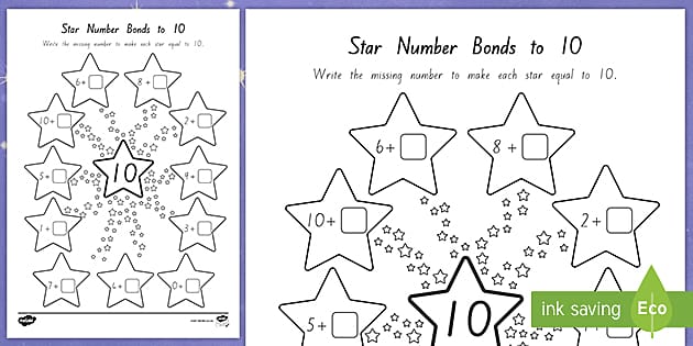 Star Bonds to 10 Worksheet (teacher made)