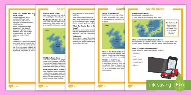 KS1 South Korea Differentiated Fact File (profesor hizo)