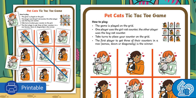Pet Cats Tic Tac Toe Game - National Pet Month - Twinkl