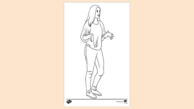Teenage Girl Speaking Colouring | Colouring Sheets - Twinkl