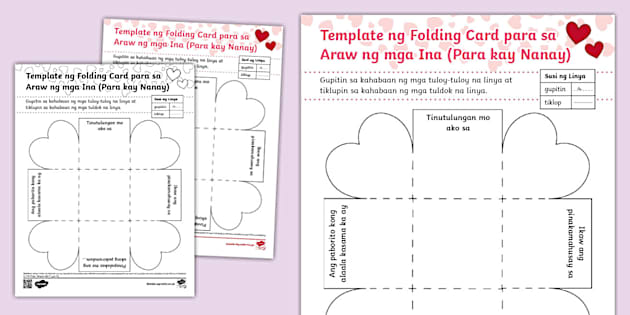 Printable na Template ng Folding Card para sa Araw ng mga Ina