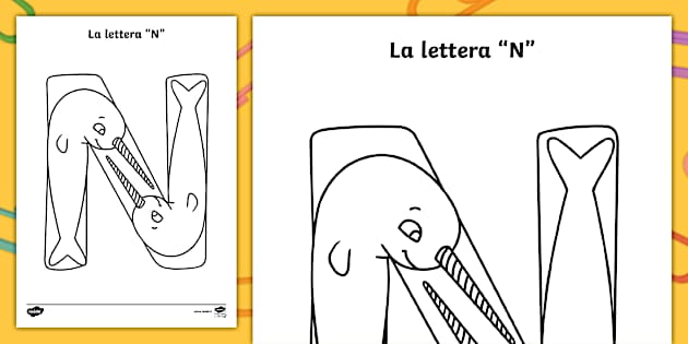 Poster della lettera N da colorare (teacher made) - Twinkl