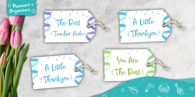 Teacher Aide Gift Tags | Confetti (teacher made) - Twinkl
