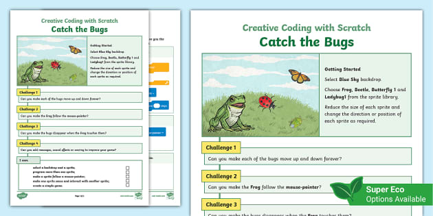 Catch the Bugs Scratch Worksheet (teacher made)