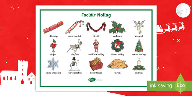 Christmas Words Mat Gaeilge (teacher made) - Twinkl