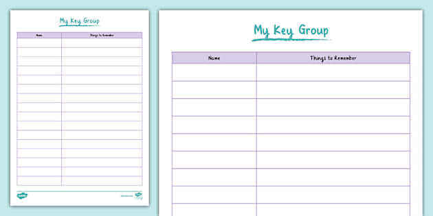 Key Worker Group List Template ELC (teacher made) - Twinkl