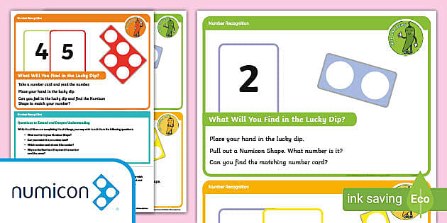 👉 EYFS Number Recognition Challenges: Lucky Dip Numicon Shapes