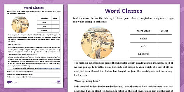 Recognising Word Classes KS2 Activity (Ancient Egypt Story)