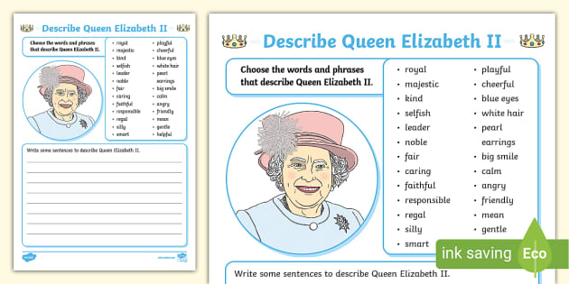 Describe Queen Elizabeth II Writing Activity (teacher made)