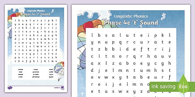 Linguistic Phonics Phase 4c 't' Sound Word Search