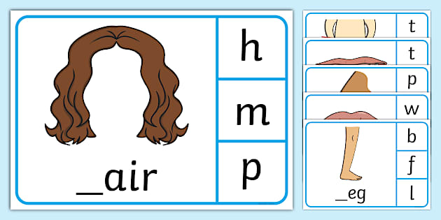 Initial Sounds Body Parts Matching Peg Game Teacher Made