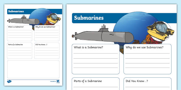Submarine Fact File Template (l'enseignant a fait) - Twinkl