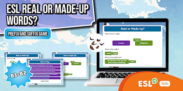 ESL Real or Made-up? Prefix and Suffix Game [Kids, B1-B2]