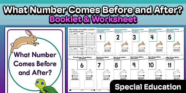 What Number Comes Before and After? Math Booklet and Practice Worksheet for