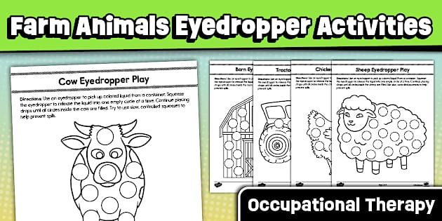 Farm Animals Eyedropper Activities for Fine Motor Skills | Occupational ...