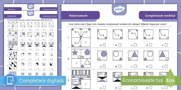 Raționament: Completează modelul – Fișă de activitate