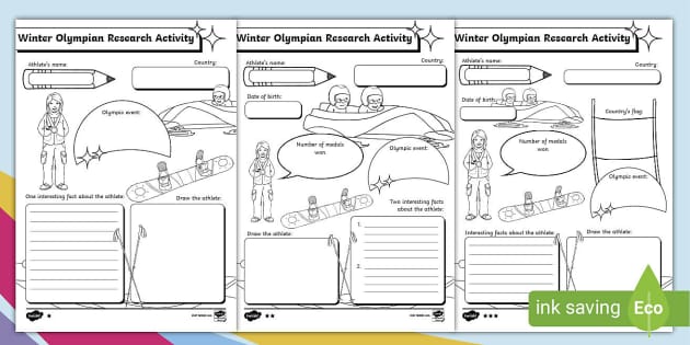 KS1 Winter Olympian Research Differentiated Worksheets