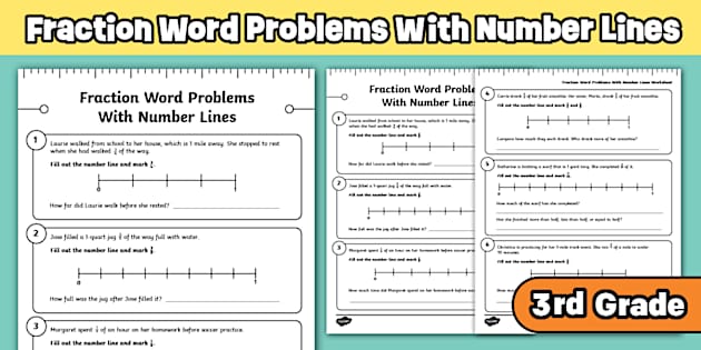 Third Grade Fraction Word Problems With Number Lines