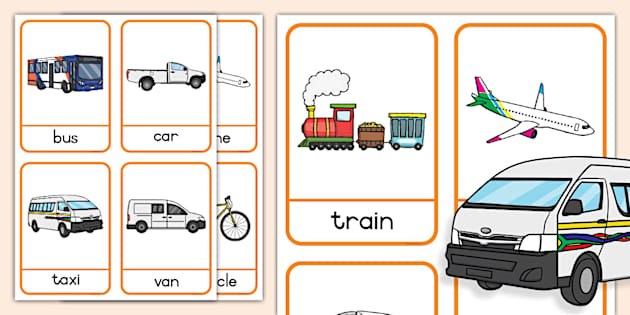Grade R Transportation Word Peg Cards