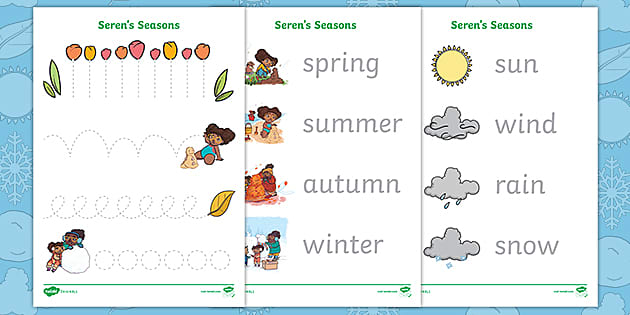 Seren's Seasons: Weather and Seasons Handwriting Worksheets