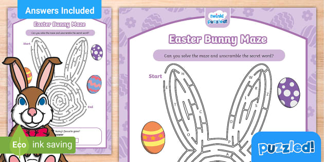 Easter Bunny Maze Mystery, Rabbit Maze | Twinkl Puzzled Easter Bunny Maze Mystery, Rabbit Maze | Twinkl Puzzled