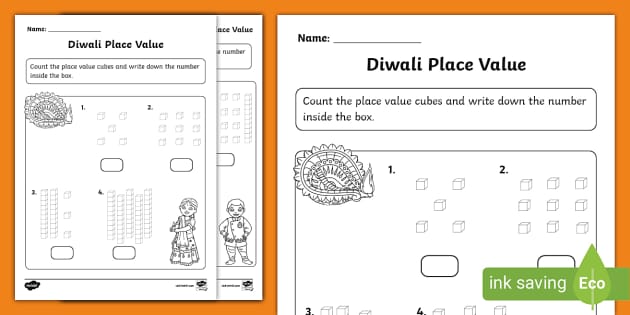 Diwali Place Value Activity Sheet (teacher made) - Twinkl