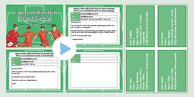 E-bost at Dîm Pêl Droed Cymru/E-mail to the Welsh Team in Welsh