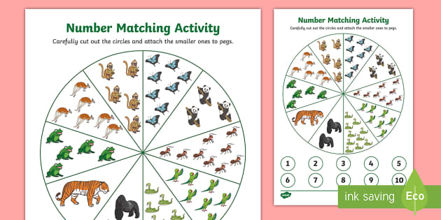 Peg Number Matching Activity Jungle and Rainforest-Themed - jungle