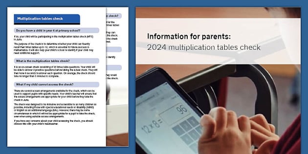 FREE! - Multiplication Tables Check: Information for Parents
