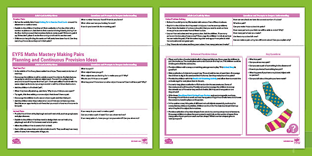 EYFS Maths Mastery Making Pairs Planning and Continuous Provision Ideas