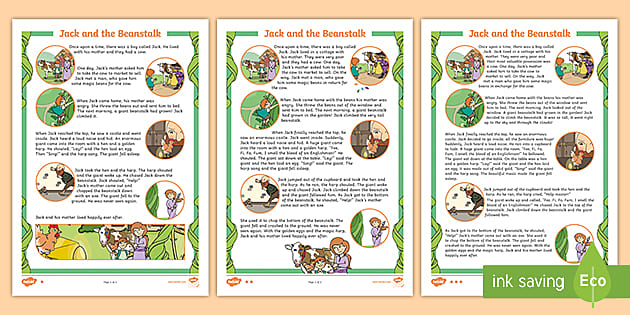 Jack and the Beanstalk Traditional Tales Reading Comprehension Activity