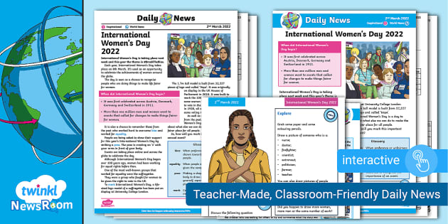 Daily NewsRoom Pack KS2 International Women's Day Kids' News