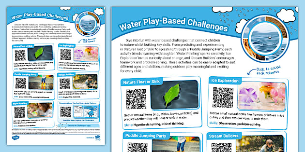* NEW * Water Play-Based Challenges (teacher made) - Twinkl