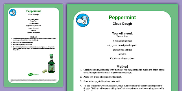 Peppermint Cloud Dough Recipe (teacher made) - Twinkl