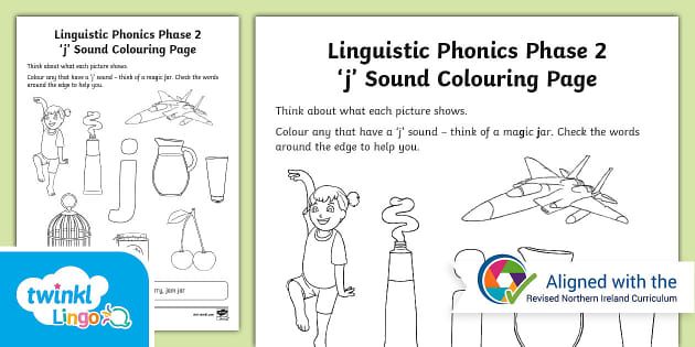 Linguistic Phonics Phase 2 'j' Sound Colouring Page - Twinkl
