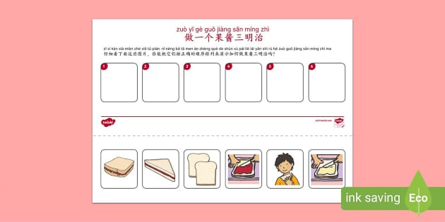 *Singapore Jam Sandwich Sequencing Worksheet* - Twinkl