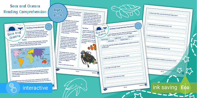 Year 4 Seas and Oceans Reading Comprehension (Ages 8 - 9)