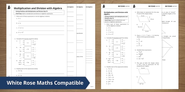 👉 Multiplication and Division with Algebra (teacher made)