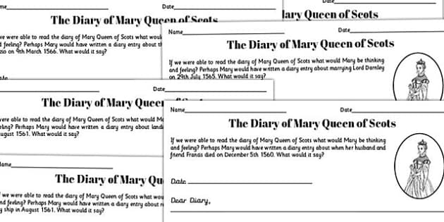 Mary Queen of Scots Diary Writing Frames (teacher made)