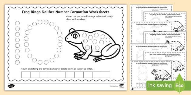 FREE! - Frog Bingo Dauber Worksheets | Twinkl | Numerals | EYFS KS1