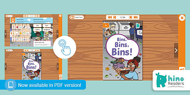 Level 2c Decodable Readers: Bins, Bins, Bins! - Twinkl