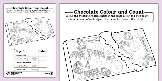 👉 Chocolate Colour and Count Worksheet (teacher made)