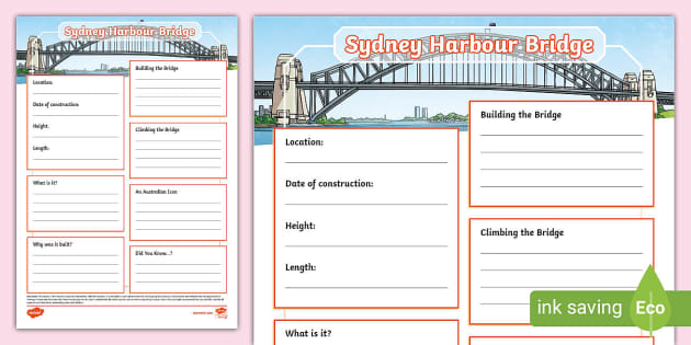 Sydney Harbour Bridge Fact File Template - Twinkl
