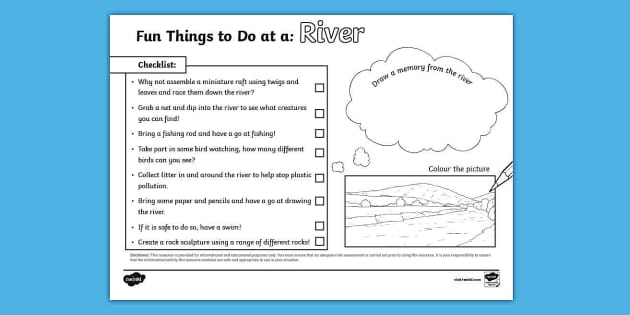 Fun Things to Do at a River Checklist Activity