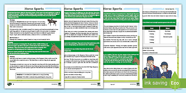 Horse Sports LKS2 Differentiated Reading Comprehension