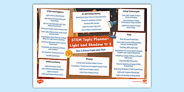 STEM Topic Planner: Light and Shadow Year 5 - Primary Science