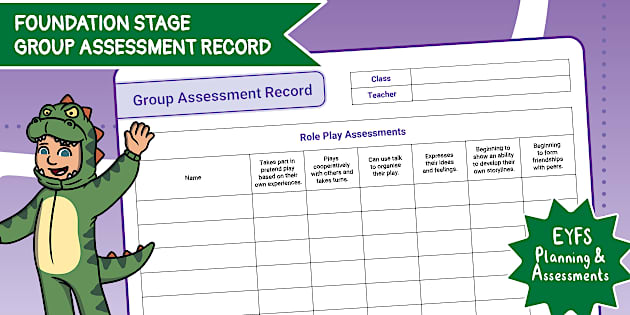 NI EYFS Foundation Stage Role Play Group Assessment Record