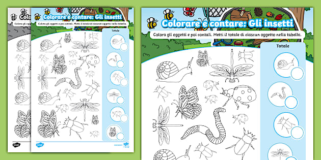 Colorare e contare: Gli insetti (teacher made) - Twinkl